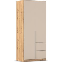 Drehtürenschrank Rauch "Kleiderschrank Schrank Garderobe AGORDO mit Dekor- oder Hochglanzfront" Schränke Gr. B/H/T: 91 cm x 210 cm x 54 cm, 2 St., braun (eiche artisan, champagner) mit Außenschubkästen, in 6 Breiten und 2 Höhen MADE IN GERMANY