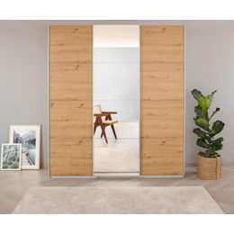 Schwebetürenschrank Rauch "Kleiderschrank Schrank Garderobe BESTSELLER KOLUNA mit Spiegel" Schränke Gr. B/H/T: 203 cm x 229 cm x 62 cm, 3 St., braun (eiche artisan) inkl. 2 Innenschubladen sowie extra Einlegeböden MADE IN GERMANY