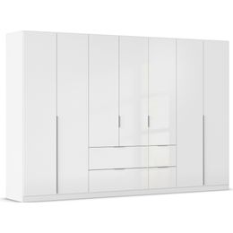 Drehtürenschrank Rauch "Kleiderschrank Schrank Garderobe AGORDO mit Dekor- oder Hochglanzfront" Schränke Gr. B/H/T: 315 cm x 210 cm x 54 cm, 7 St., weiß (alpinweiß, hochglanz weiß) mit Außenschubkästen, in 6 Breiten und 2 Höhen MADE IN GERMANY