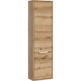 Hochschrank Welltime "Kayu, Höhe 164 cm, stehend/hängend montierbar, 1 Tür, 4 Einlegeböden" Schränke Gr. B/H/T: 44cm x 164cm x 32cm,, braun (evoke oak nachbildung) Türanschlag wechselbar, Badschrank, Bad-Möbel, Badezimmer, Bad