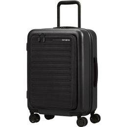 Hartschalen-Trolley Samsonite "STACKD 55" Gr. B/H/T: 40 cm x 55 cm x 23 cm 39 l, schwarz (black) Koffer Handgepäckkoffer Reisekoffer Reißverschluss-Laptopfach USB-Schleuse