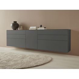 Sideboard LeGer Home by Lena Gercke "Essentials" Sideboards Gr. B/H/T: 279 cm x 74 cm x 42 cm, 6 St., grau (anthrazit) Breite: 279cm, MDF lackiert, Push-to-open-Funktion