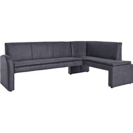 Eckbank exxpo - SOFA FASHION "Cortado, elegant und modern mit hohem Sitzkomfort" Sitzbänke Gr. B/H/T: 157 cm x 89 cm x 244 cm, Luxus-Microfaser, langer Schenkel links, grau hohe Bodenfreiheit, schöne Detailverarbeitung, wahlweise Lederbezug