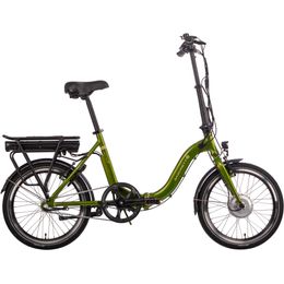 E-Bike SAXONETTE "Compact plus S" E-Bikes Gr. 42 cm, 20 Zoll (50,80 cm), grün (olivgrün) Pedelec, Elektrofahrrad für Damen u. Herren, Faltrad