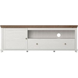 Lowboard Home Affaire "EVORA" Sideboards Gr. B/H/T: 181cm x 61cm x 49cm, weiß/eichefarben Ribbek,, weiß (weiß/eichefarben ribbek) Breite 181cm