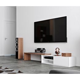 TV-Bank TemaHome "Move" Sideboards Gr. B/H/T: 110 cm x 32 cm x 35 cm, weiß (walnussfarben, weiß) ausziehbar auf bis zu 203 cm, mit schöner Schiebetür