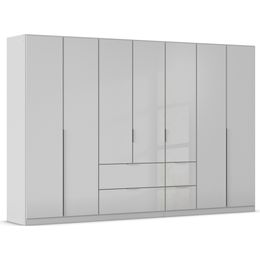 Drehtürenschrank Rauch "Kleiderschrank Kleiderschränke Schrank Garderobe AGORDO mit Glasfront" Schränke Gr. B/H/T: 315cm x 210cm x 54cm, 7 St., grau (seidengrau/glas seidengrau) mit Außenschubkästen, in 6 Breiten und 2 Höhen MADE IN GERMANY