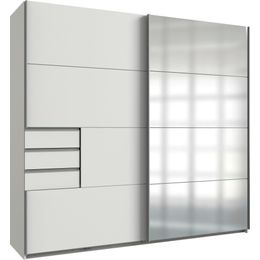 Schwebetürenschrank wimex "Saigon", weiß (weiß, spiegel), B:225cm H:208cm T:64cm, Spanplatte, Schränke, mit Spiegeltür, 2 Türen, 225cm breit