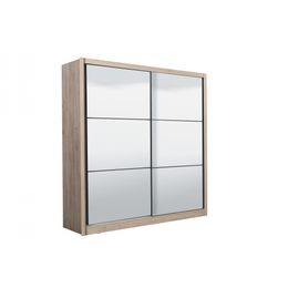 Schwebetürenschrank Inosign "Navara Kleiderschrank mit Spiegel Wäscheschrank" Schränke Gr. B/H/T: 213,5 cm x 61 cm x 215,5 cm, 213,5 mit 2 Spiegel, 2 St., Komplettausführung, grau (grau eiche) mit kompletter Spiegelfront, FSC-zertifiziert, 213,5x215,5x61cm