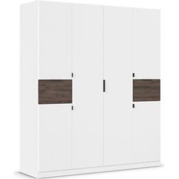 Drehtürenschrank Rauch "Kleiderschrank Schrank Garderobe Wäscheschrank TICAO mit 2 Schubladen" Schränke Gr. B/H/T: 181 cm x 210 cm x 54 cm, 6 St., weiß (alpinweiß, atlantic oak dunkel) die in der Höhe variabel positioniert werden können MADE IN GERMANY