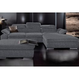 Sit & More Ecksofa SIT & MORE "Alcudia L-Form", grau (dunkelgrau), B:285cm H:73cm T:174cm, Struktur;Luxus-Kunstleder;Primabelle-Microfaser, Sofas, Ecksofa, wahlweise mit Bettfunktion