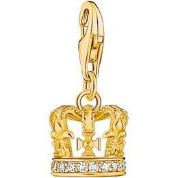 Charm-Einhänger Thomas Sabo "LONDON Krone mit weißen Steinen, 2123-414-39" Charms goldfarben (gelbgoldfarben-weiß + weiß) Damen mit Zirkonia (synth.)