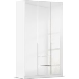 Drehtürenschrank Rauch "Kleiderschrank Kleiderschränke Schrank Garderobe AGORDO mit Glasfront" Schränke Gr. B/H/T: 136 cm x 229 cm x 54 cm, 3 St., weiß (alpinweiß, glas kristallweiß) mit Außenschubkästen, in 6 Breiten und 2 Höhen MADE IN GERMANY