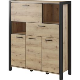 Highboard Home Affaire "Aktiv" Sideboards Gr. B/H/T: 120 cm x 140 cm x 41 cm, taurus-schwarz matt, 1 St., braun (taurus) Breite 120 cm