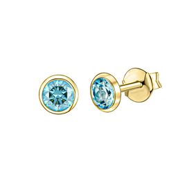 Paar Ohrstecker Vivance "585/- Gelbgold Blautopas" Ohrringe Gr. ONE-SIZE, Gold, gelb (gelb, hellblau) Damen