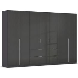 Drehtürenschrank Rauch "Kleiderschrank Schrank Garderobe AGORDO mit Dekor- oder Hochglanzfront" Schränke Gr. B/H/T: 315cm x 210cm x 54cm, 7 St., grau (graumetallic/hochglanz effektgrau) mit Außenschubkästen, in 6 Breiten und 2 Höhen MADE IN GERMANY