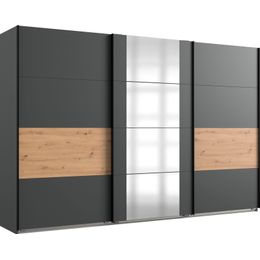 Schwebetürenschrank wimex "Barmbek Schlafzimmerschrank BESTSELLER Garderobenschrank" Schränke Gr. B/H/T: 313 cm x 208 cm x 64 cm, 3 St., braun (graphit, artisan eiche nachbildung, spiegel) Kleiderschrank mit 2 Stoffboxen und zusätzlichen Böden, Spiegeltür