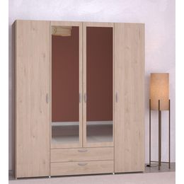 Drehtürenschrank Parisot "Daily" Schränke Gr. B/H/T: 160 cm x 185 cm x 51 cm, 4 St., braun (eiche) zwei Türen mit Spiegel