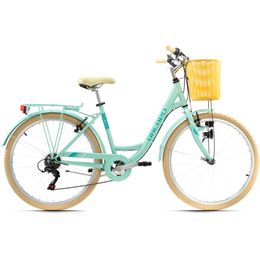 KS-Cycling Cityrad KS CYCLING "Cantaloupe" Fahrräder Gr. 48 cm, 26 Zoll (66,04 cm), grün (mint, mint) für Damen, Kettenschaltung