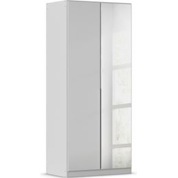 Drehtürenschrank Rauch "Kleiderschrank Kleiderschränke Schrank Garderobe AGORDO mit Glasfront" Schränke Gr. B/H/T: 91 cm x 210 cm x 54 cm, 2 St., grau (seidengrau) durchdachte Innenausstattung, in 6 Breiten und 2 Höhen MADE IN GERMANY