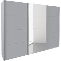 Schwebetürenschrank Rauch "Kleiderschrank Schrank Garderobe TOPSELLER OTELI inkl. Inneneinteilung" Schränke Gr. B/H/T: 271cm x 210cm x 62cm, grau (seidengrau) mit 3 Innenschubladen sowie zusätzlichen Einlegeböden MADE IN GERMANY