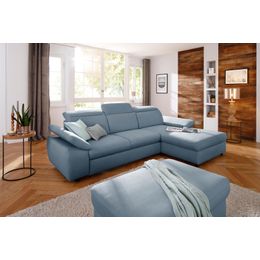 Polsterhocker Home Affaire "Mauritius", blau (hellblau), B:101cm H:42cm T:67cm, Struktur fein (100% Polyester);Luxus-Microfaser Lederoptik (100% Polyester);Soft clean (98% Polyester, 2% Polyamid), Hocker, Polsterhocker, passend zur "Mauritius"-Serie, auch mit "Soft clean"-Bezug