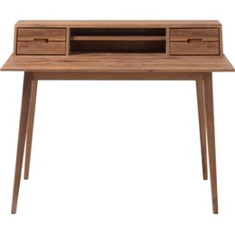 Schreibtisch MCA furniture "Melbourne" Tische Gr. B/H/T: 110 cm x 90 cm x 58 cm, braun (asteiche, asteiche, asteiche) Massivholz Asteiche geölt mit Schubladen, Breite 110 cm