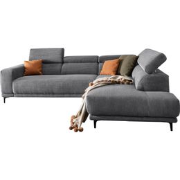 Ecksofa Alina "Hikari", grau (dunkelgrau gct 79), B:276cm H:102cm T:210cm, Cord GCT (92% Polyester, 8% Nylon), Sofas, Ecksofa, wahlweise mit Sitzvorzug, in modernem Cordstoff, Breite 276 cm