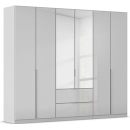 Drehtürenschrank Rauch "Kleiderschrank Kleiderschränke Schrank Garderobe AGORDO mit Glasfront" Schränke Gr. B/H/T: 271 cm x 229 cm x 54 cm, 6 St., grau (seidengrau, glas seidengrau) mit Außenschubkästen, in 6 Breiten und 2 Höhen MADE IN GERMANY