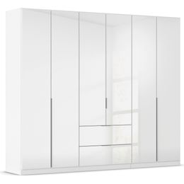 Drehtürenschrank Rauch "Kleiderschrank Kleiderschränke Schrank Garderobe AGORDO mit Glasfront" Schränke Gr. B/H/T: 271 cm x 229 cm x 54 cm, 6 St., weiß (alpinweiß, glas kristallweiß) mit Außenschubkästen, in 6 Breiten und 2 Höhen MADE IN GERMANY