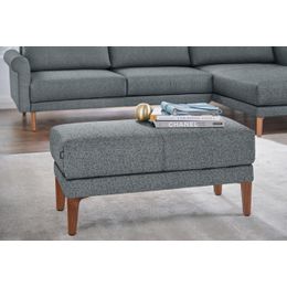 Hockerbank "CR.450, Sitzbank", grau (wasserblau, steingrau 044, 72), B:93cm H:45cm T:48cm, Chenille COCO (72% Polyester 15% Baumwolle 13% Polyacryl), CREATION BY ROLF BENZ, Hocker, Polsterhocker, F&uuml;&szlig;e aus Massivholz