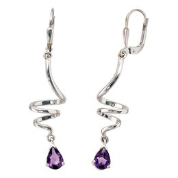 Paar Ohrhänger Jobo Ohrringe Gr. Silber 925 (Sterlingsilber), silberfarben (silber 925) Damen 925 Silber mit Amethyst