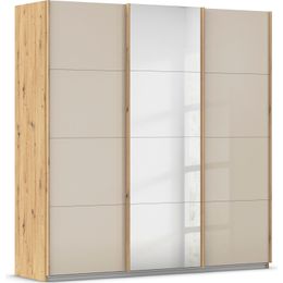 Schwebetürenschrank Rauch "Kleiderschrank Kleiderschränke Schrank Garderobe AGORDO mit Glasfront" Schränke Gr. B/H/T: 203cm x 210cm x 62cm, 3 St., beige (eiche artisan/glas champagner) durchdachte Innenausstattung, in 4 Breiten und 2 Höhen MADE IN GERMANY