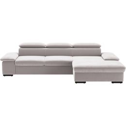 Sit & More Ecksofa SIT & MORE "Alcudia L-Form", silber, B:286cm H:73cm T:174cm, 98% Polyester, 2% Polyamid, Sofas, Ecksofa, wahlweise mit Bettfunktion