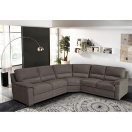 Ecksofa Egoitaliano "Doris, modernes Designerecksofa in hochwertigen Microfaserqualit&auml;ten", grau (smoke), B:266cm H:90cm T:246cm, Luxus-Micofaser CASHMERE in Lederoptik (100% Polyester) ist ein neues technisches Gewebe mit einem visuellen und taktilen Aspekt, der dem Nubuk sehr nahe kommt, mit innovativen Eigenschaften. Seine au&szlig;erordentliche Weichheit kommt von einem exklusiven Produktionsprozess