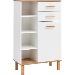 Kommode Schildmeyer "Padua" Sideboards weiß (weiß glanz, eichefarben landhaus, glanz) Füße aus Massivholz