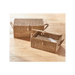 Aufbewahrungsbox HEINE HOME Aufbewahrungsboxen Gr. B/H/T: 50+40cm x 26+20cm x 35+28cm, beige (natur)