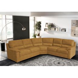 Ecksofa Egoitaliano "Doris, modernes Designerecksofa in hochwertigen Microfaserqualit&auml;ten", gelb, B:266cm H:90cm T:246cm, Luxus-Micofaser CASHMERE in Lederoptik (100% Polyester) ist ein neues technisches Gewebe mit einem visuellen und taktilen Aspekt, der dem Nubuk sehr nahe kommt, mit innovativen Eigenschaften. Seine au&szlig;erordentliche Weichheit kommt von einem exklusiven Produktionsprozess, der Un