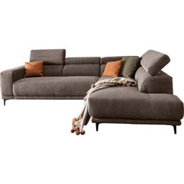 Ecksofa Alina "Hikari", braun (braungrau gct 149), B:276cm H:102cm T:210cm, Cord GCT (92% Polyester, 8% Nylon), Sofas, Ecksofa, wahlweise mit Sitzvorzug, in modernem Cordstoff, Breite 276 cm