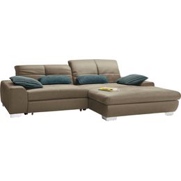 Ecksofa "SO 1200 inkl. Sitztiefen- & R&uuml;ckenverstellung f&uuml;r hohen Sitzkomfort", beige (graubeige gdu 2), B:276cm H:89cm T:198cm, 100% Polyester, SET ONE BY Musterring, Sofas, Ecksofa, wahlweise mit Bettfunktion und Stauraum, L-Form, auch in Cord Bezug, Topseller
