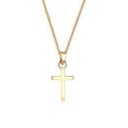 Kette mit Anhänger Elli Premium "Kreuz Konfirmation Kommunion Glaube 585 Gelbgold" Halsketten Gr. 45, ohne Stein, Gelbgold 585, L: 45cm, goldfarben (gold) Damen Collier Goldkette Halskette Kreuzkette Halsschmuck