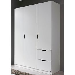 Kleiderschrank Rauch "Freising" Schränke Gr. B/H/T: 136cm x 197cm x 54cm, 3 St., weiß mit Griffmulden und Schubkästen