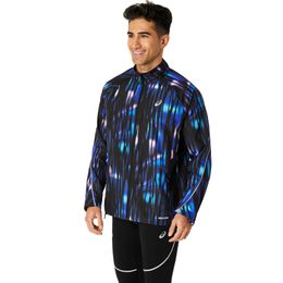 Laufjacke asics Gr. XS, schwarz (schwarz print), Herren, Web, Obermaterial: 100% Polyester, bedruckt, Jacken