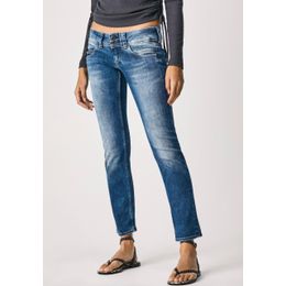 Straight-Jeans Pepe Jeans "VENUS" Gr. 25, Länge 34, blau (medium used) Damen Jeans mit Badge