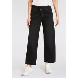 Straight-Jeans Herrlicher "Mäze Sailor Recycled Denim Black Stretch", Damen, Gr. 29, N-Gr, schwarz (punky), Denim/Jeans, Obermaterial: 99% Baumwolle, 1% Elasthan, unifarben, casual, weit knöchelfrei, Jeans, im Five-Pocket Style