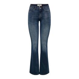 Bootcut-Jeans Only "ONLBLUSH ICON COIN MID FL DNM CRO300NOOS", Damen, Gr. XS (34), Länge 32, blau (blau schwarz denim), Denim/Jeans, Obermaterial: 92% Baumwolle, 6% Elastomultiester, 2% Elasthan, unifarben, modisch, Jeans