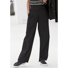 Palazzohose Lascana Gr. 34, N-Gr, schwarz, Damen, Stoff, Obermaterial: 64% Polyester, 32% Viskose, 4% Elasthan, unifarben, Hosen, im Business-Look, elegante Anzughose mit Taschen, Topseller