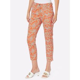 Webhose Heine Gr. 34, Normalgrößen, orange (beige, orange, bedruckt) Damen Hosen