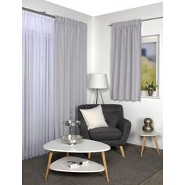 Gardine HOME BASICS "SANDA Set" Gr. 2, grau, B:450cm H:160cm, Polyester, Gardinen, Fertigschal, blackout