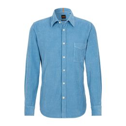 Langarmhemd BOSS Orange "Relegant_6_M" Gr. XL, N-Gr, blau (open blue472) Herren Hemden mit Logo-Stickerei